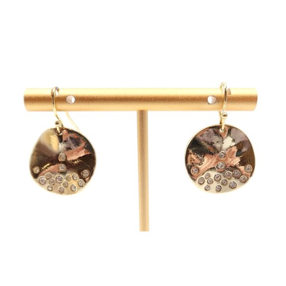 Unsigned | Jewelry | Gold Tone Clear Rhinestone Wavy Disc Drop Pierced ...